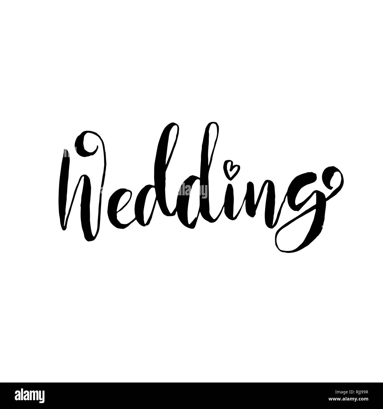 Wedding. Hand drawn modern brush lettering. Vector illustration Stock ...