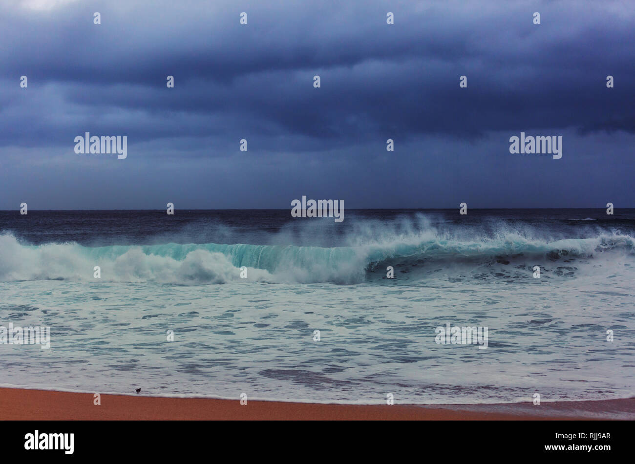 Blue wave on the beach. Blur background and sunlight spots. Peaceful ...