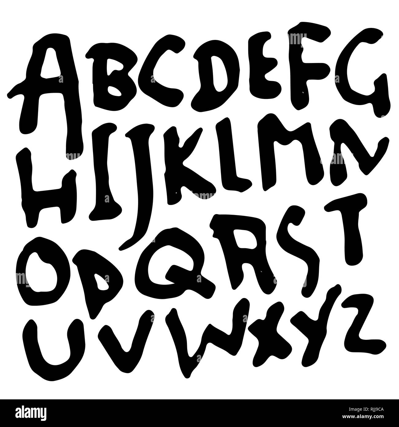 Simple alphabet letters. Handdrawn grunge ink font. Vector illustration ...