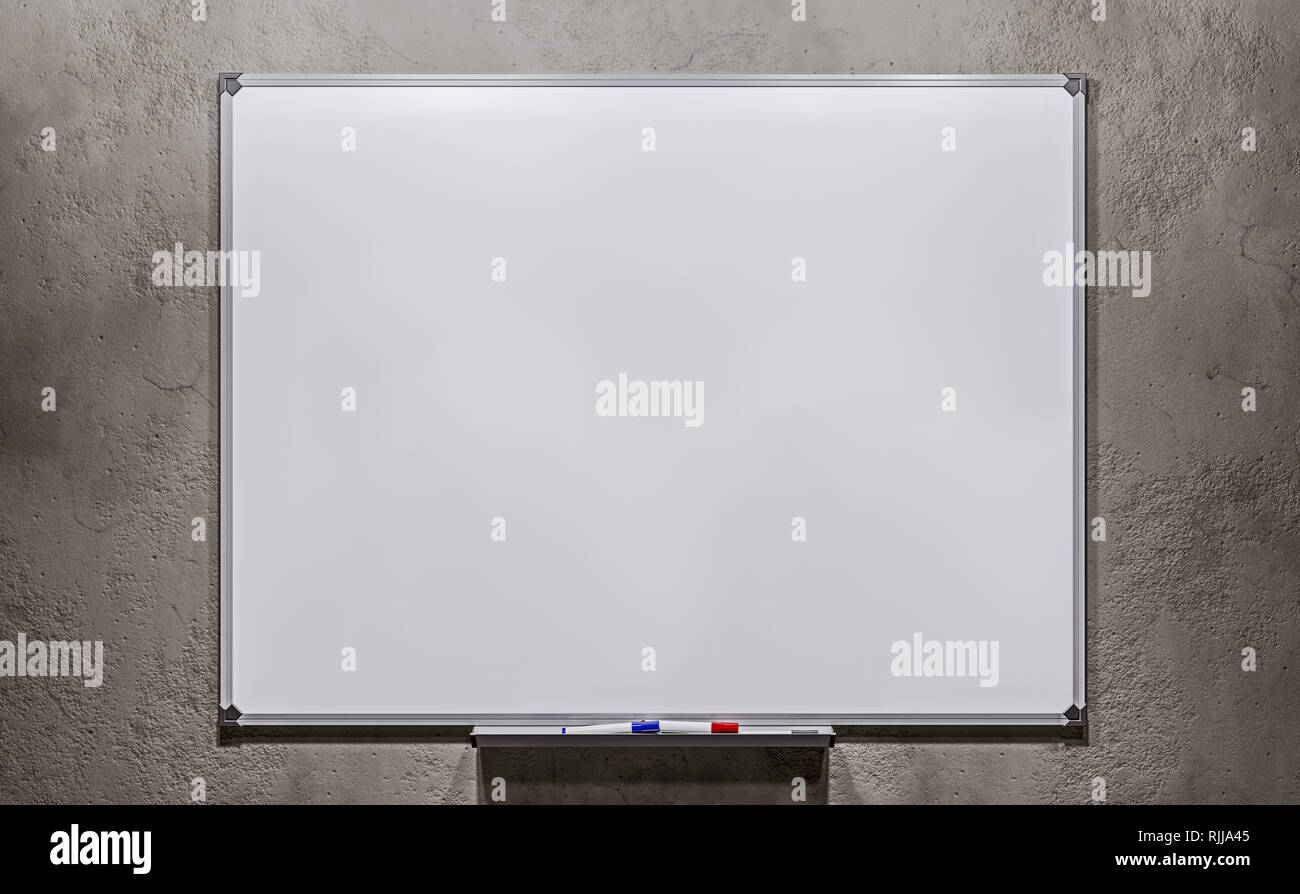 Business presentation office empty white board with marker pens on old ...