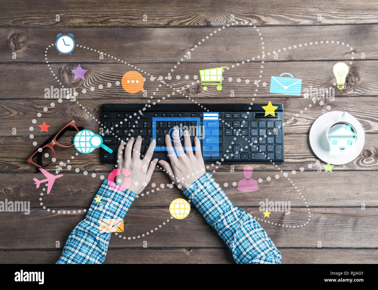 Concept of social communication and networking with media user ...