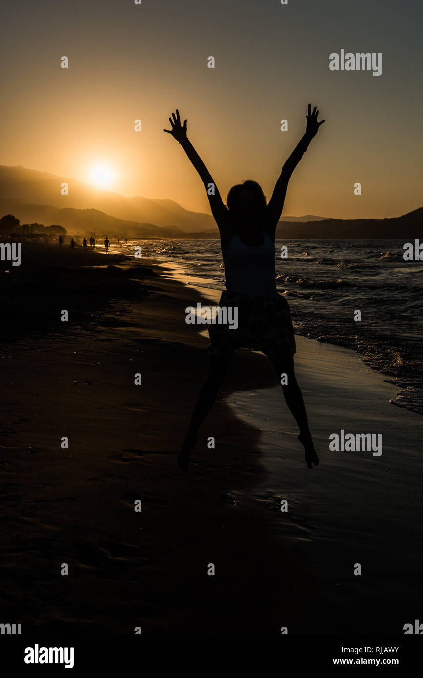 Woman Jump Beach Energy High Resolution Stock Photography and Images ...