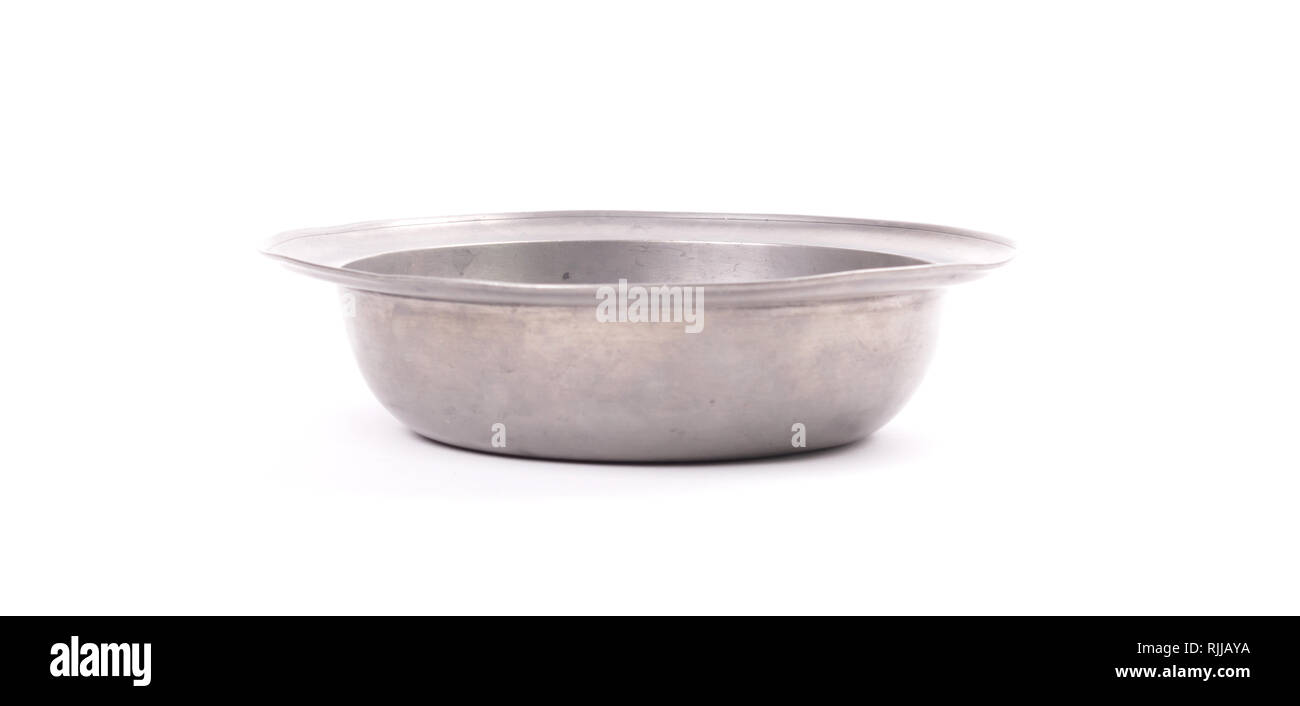 Very old tin pot, isolated on white Stock Photo - Alamy