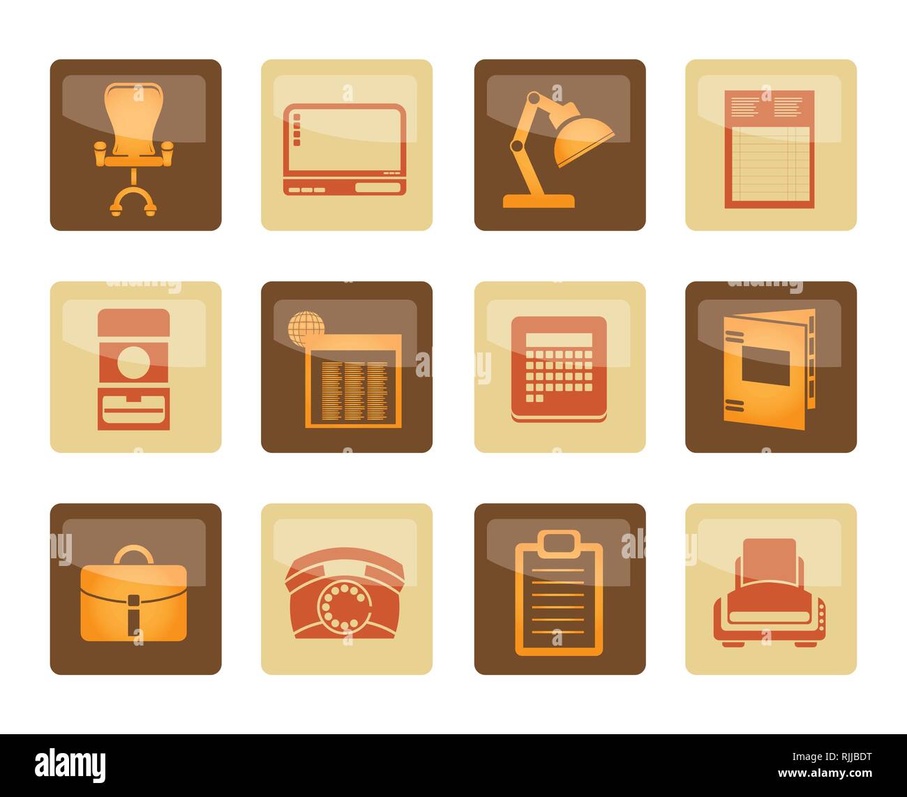 Business, office and firm icons over brown background - vector icon set Stock Vector Image & Art ...