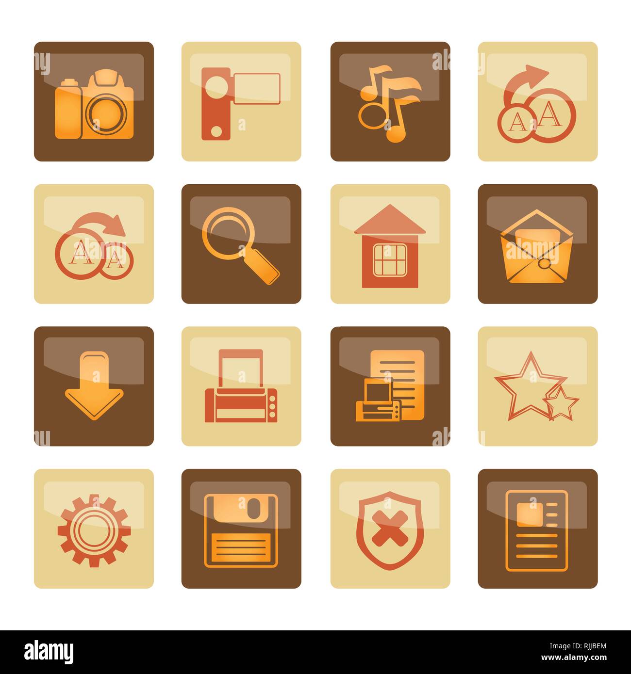 Internet and Website Icons over brown background - Vector Icon Set ...