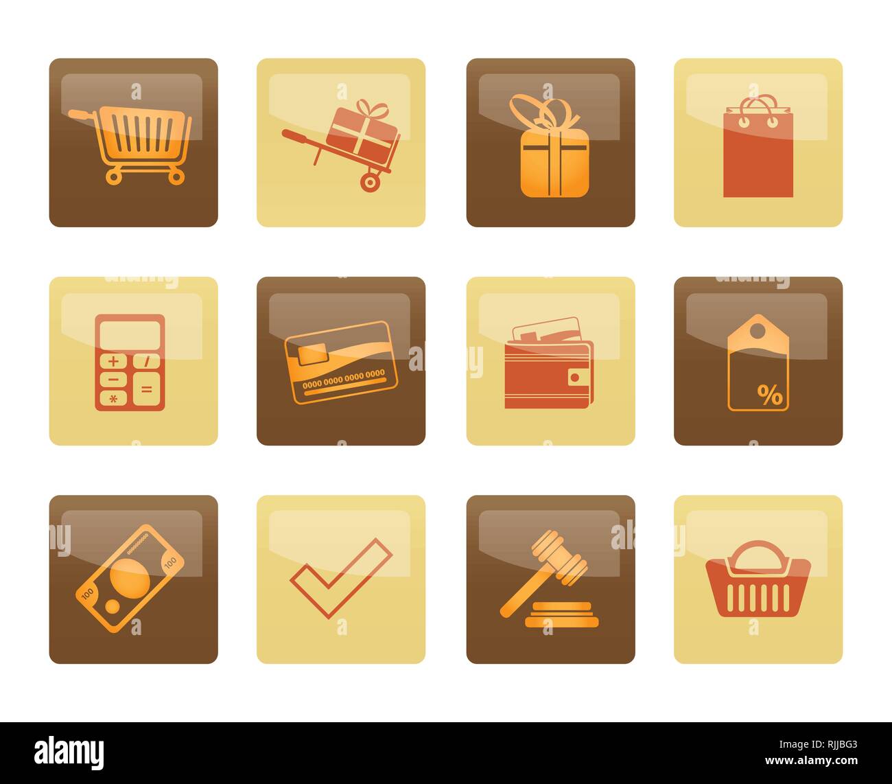 Online shop icons over brown background - vector icon set Stock Vector ...