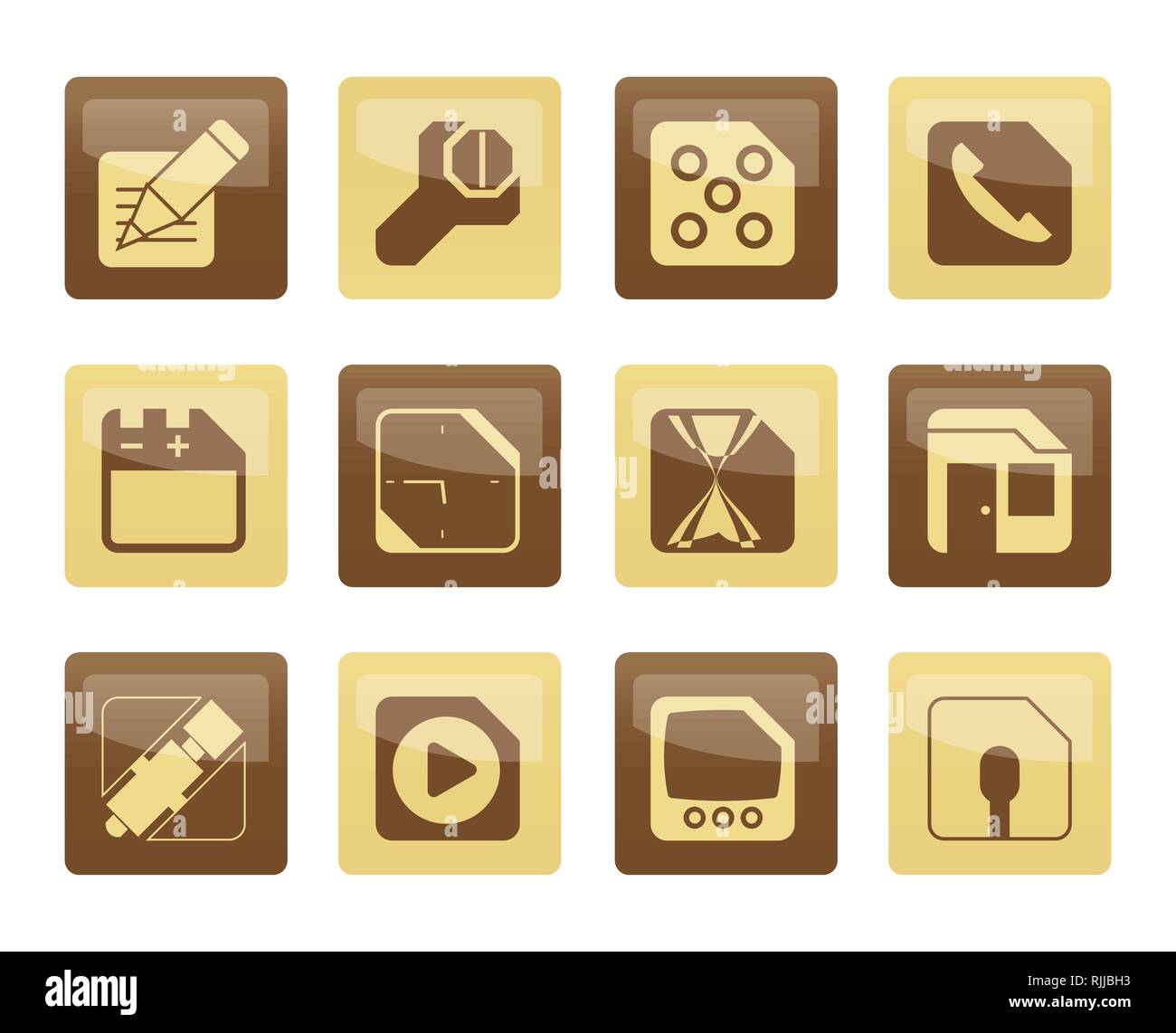 Mobile Phone, Computer and Internet Icons over brown background - Vector Icon Set 2 Stock Vector ...