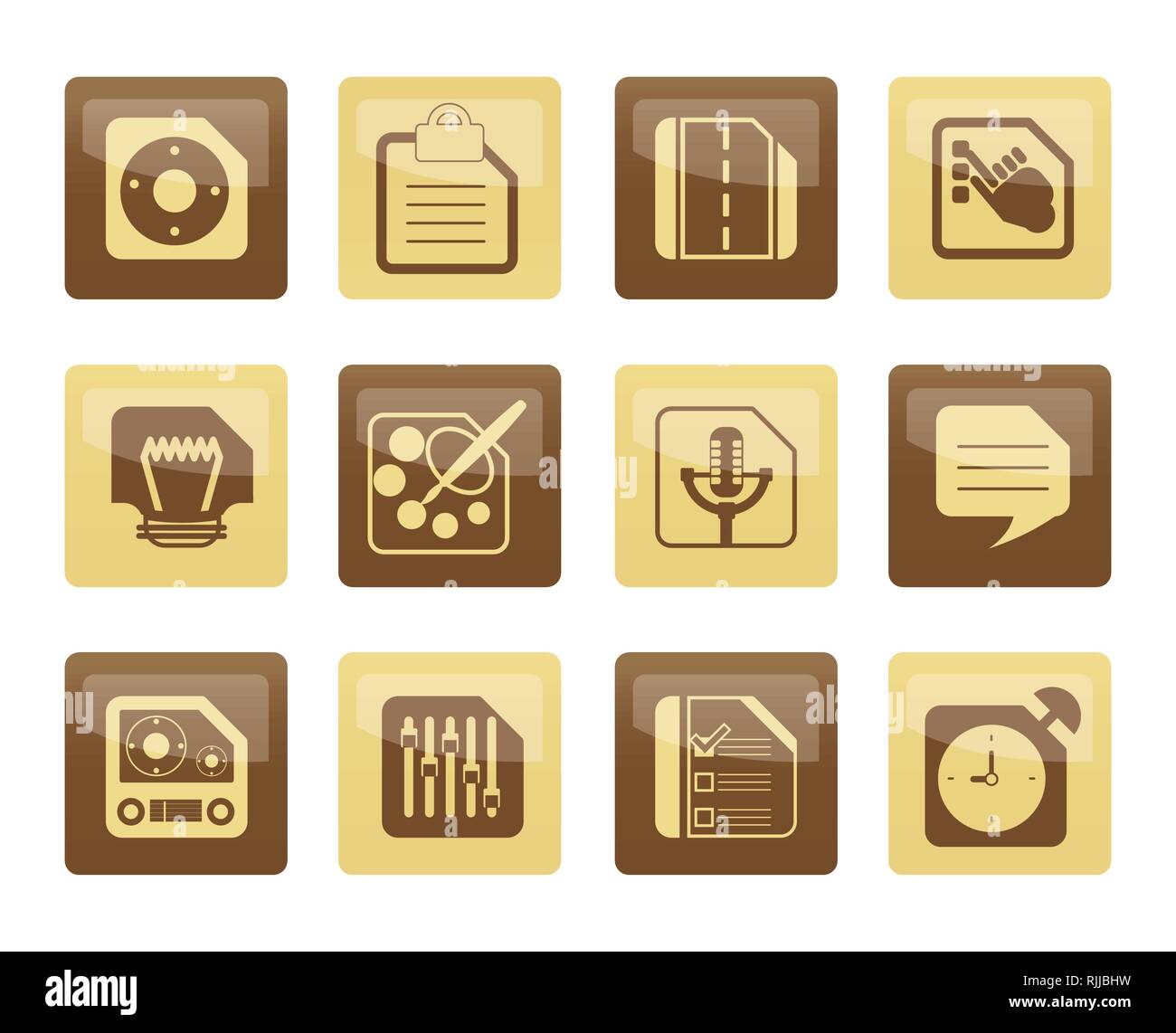Mobile Phone, Computer and Internet Icons over brown background - Vector Icon Set 3 Stock Vector ...