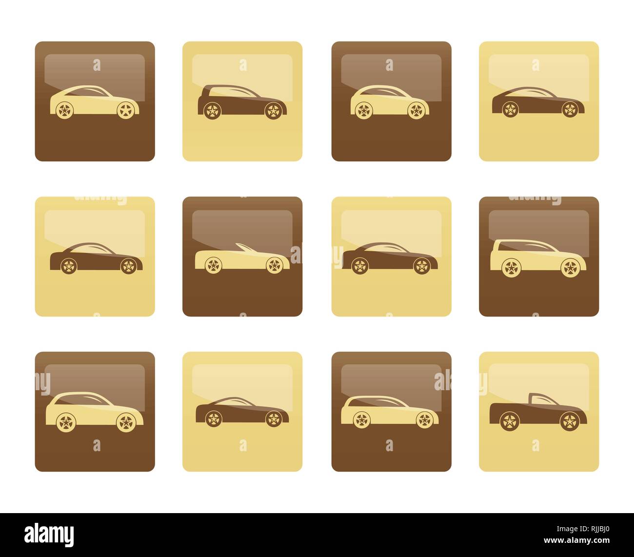 Different types of cars icons over brown background - Vector icon set Stock Vector Image & Art ...