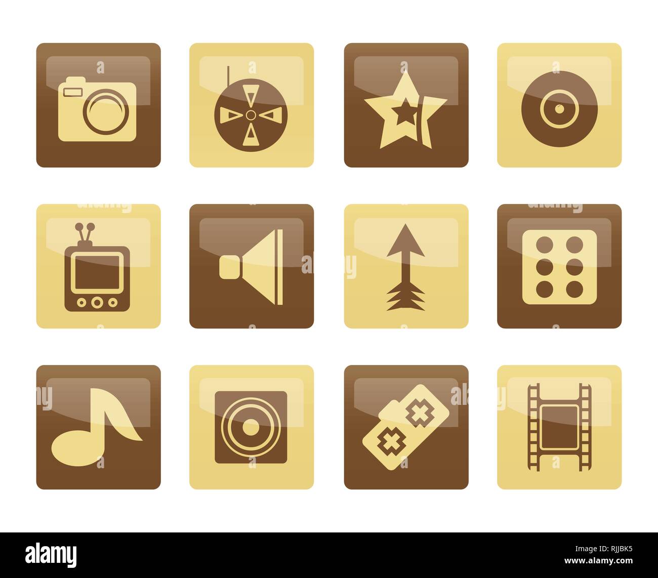 Entertainment Icons over brown background - Vector Icon Set Stock Vector Image & Art - Alamy