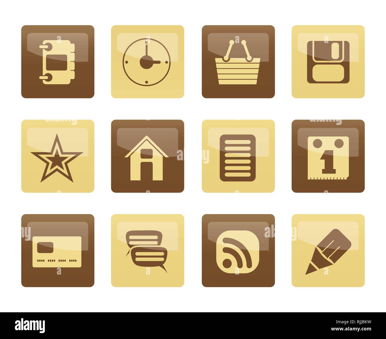 Internet and Website Icons over brown background - Vector Icon Set ...