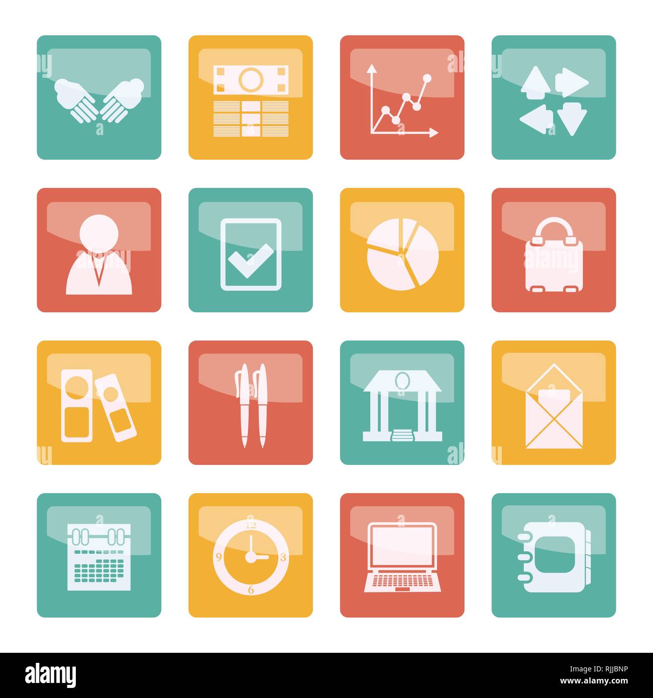Business and Office icons over colored background - vector icon set ...