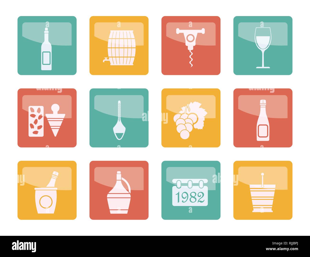 Wine Icons over colored background - Vector Icon Set Stock Vector Image ...