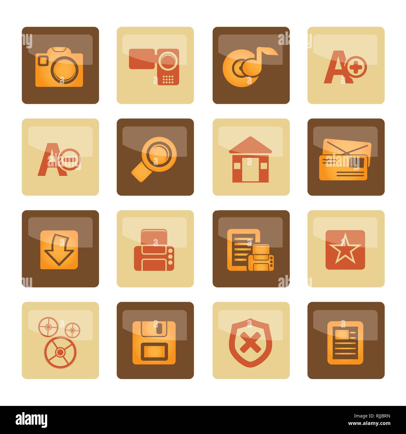Internet and Website icons over brown background - Vector Icon Set ...