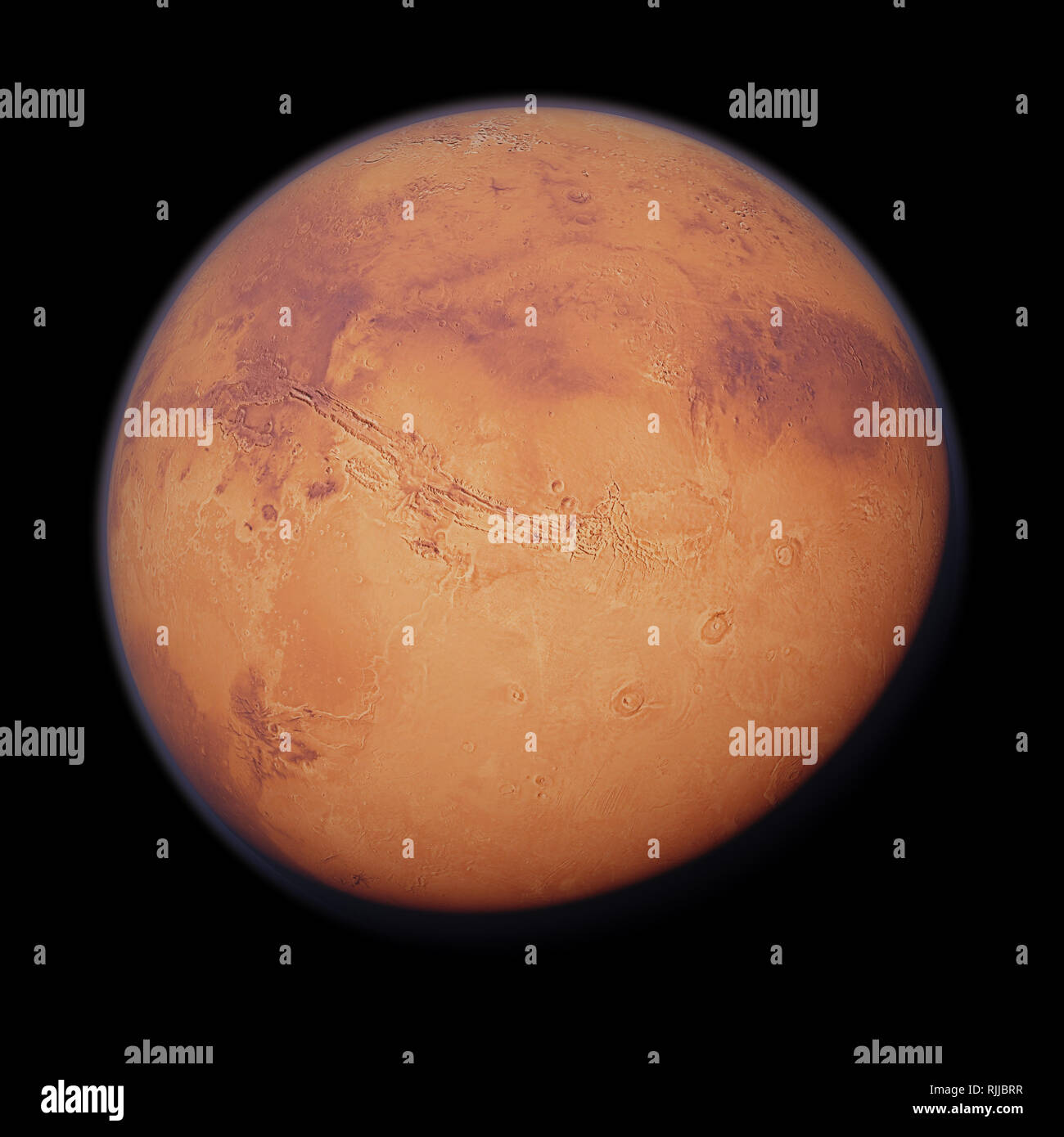 the red planet Mars isolated on black background, part of the solar ...