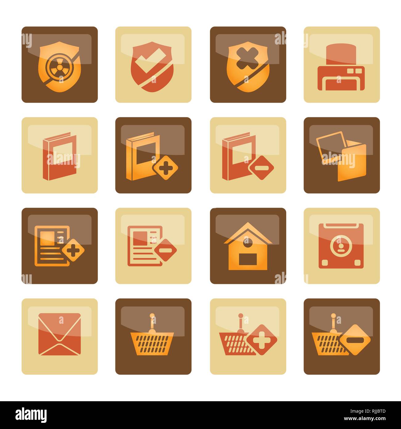 Internet and Website buttons and icons over brown background - Vector ...