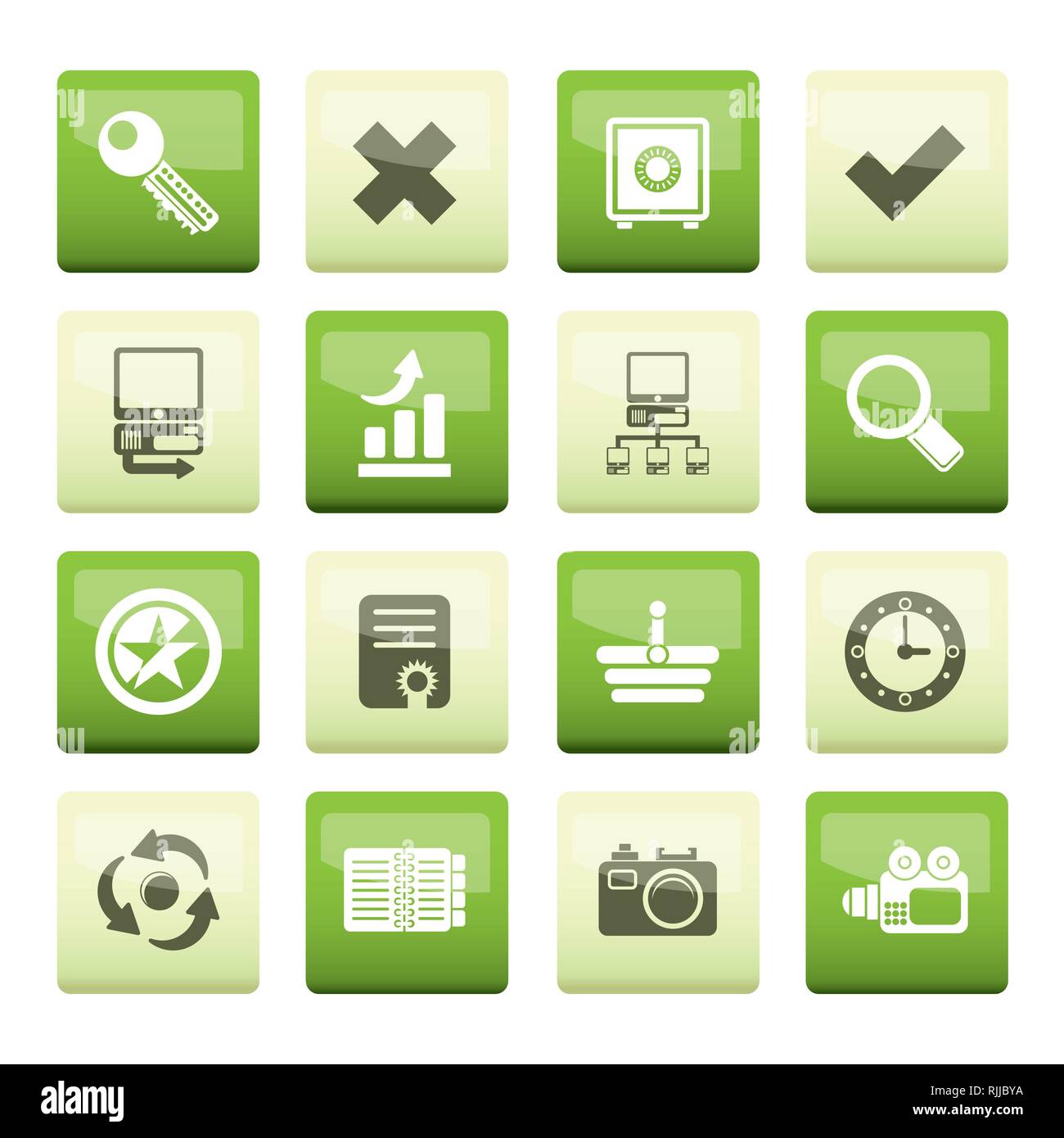 Internet and Web Site Icons over green background- Vector Icon Setx ...