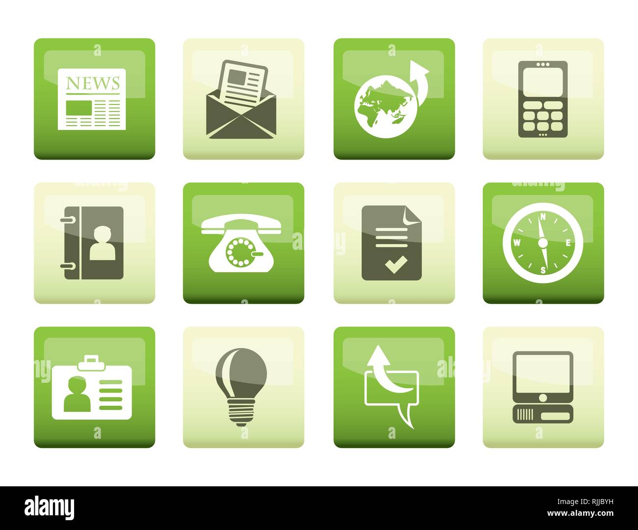 Business and office icons over green background - vector icon set Stock ...