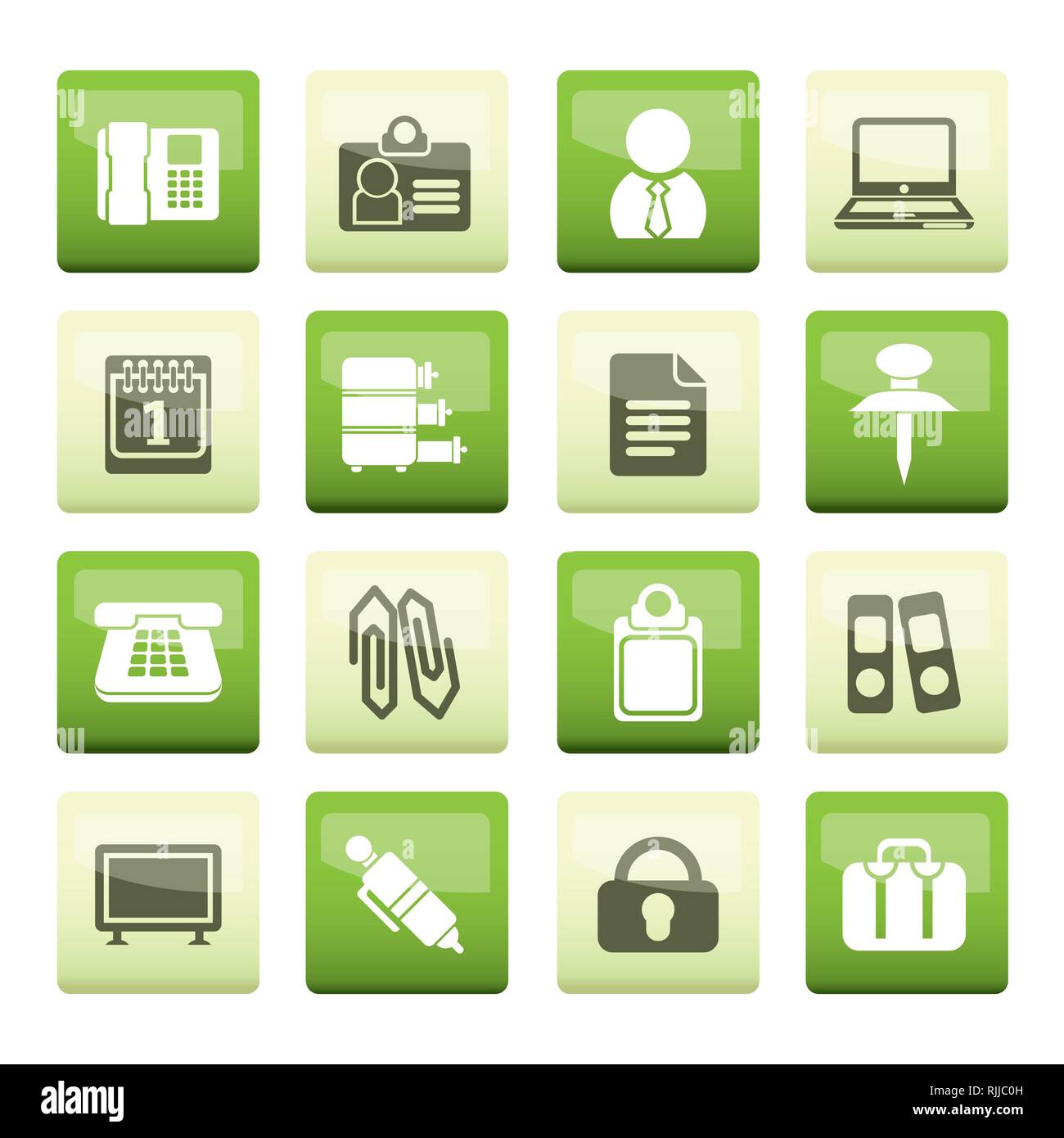 Business and Office icons over green background - vector icon set Stock ...