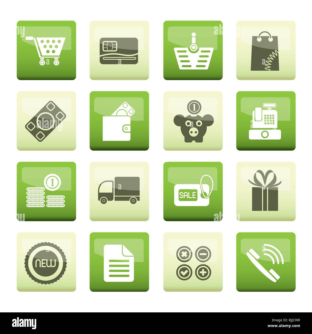 Online shop icons over green background - vector icon set Stock Vector ...