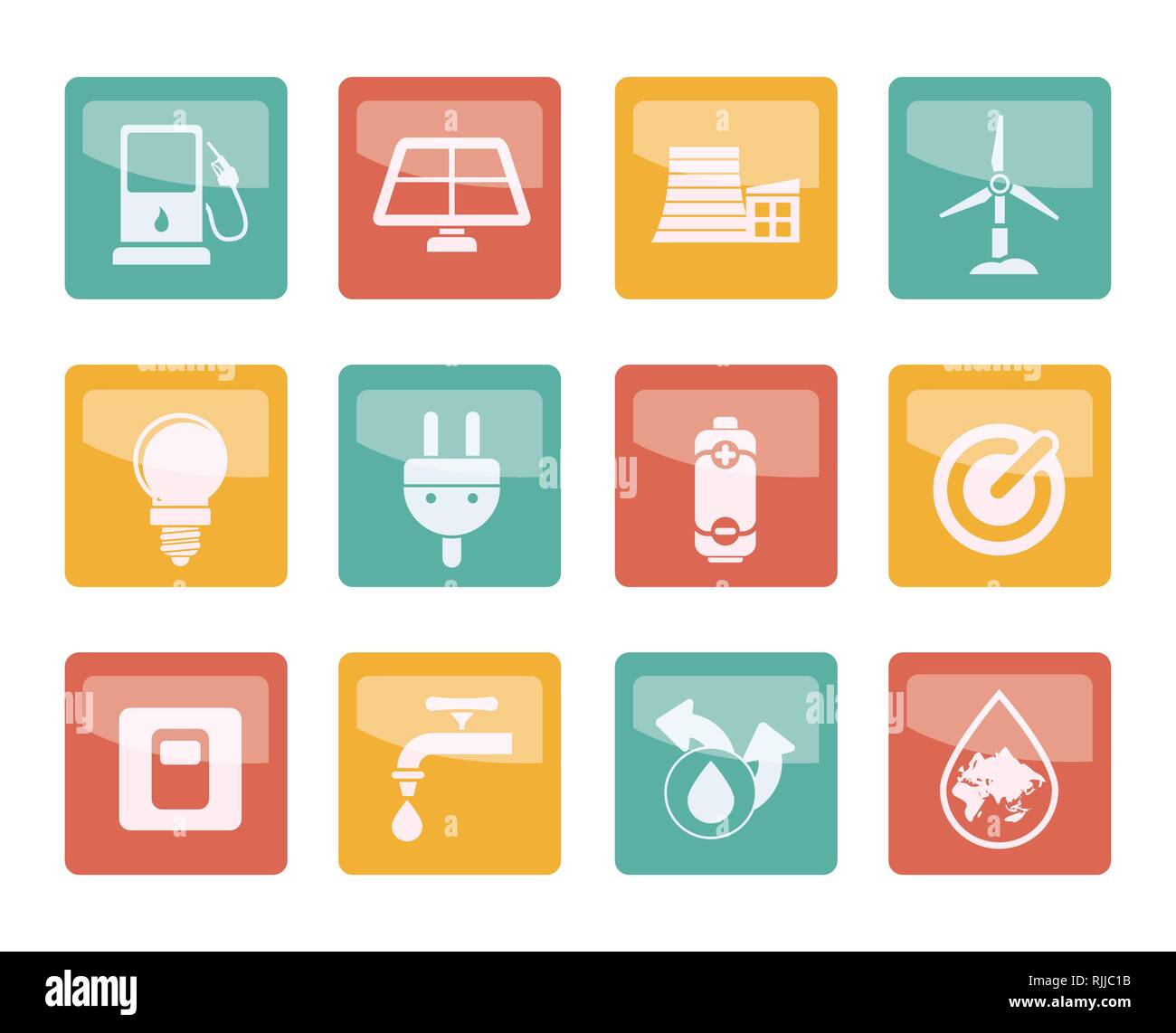 Ecology, power and energy icons over colored background - vector icon ...