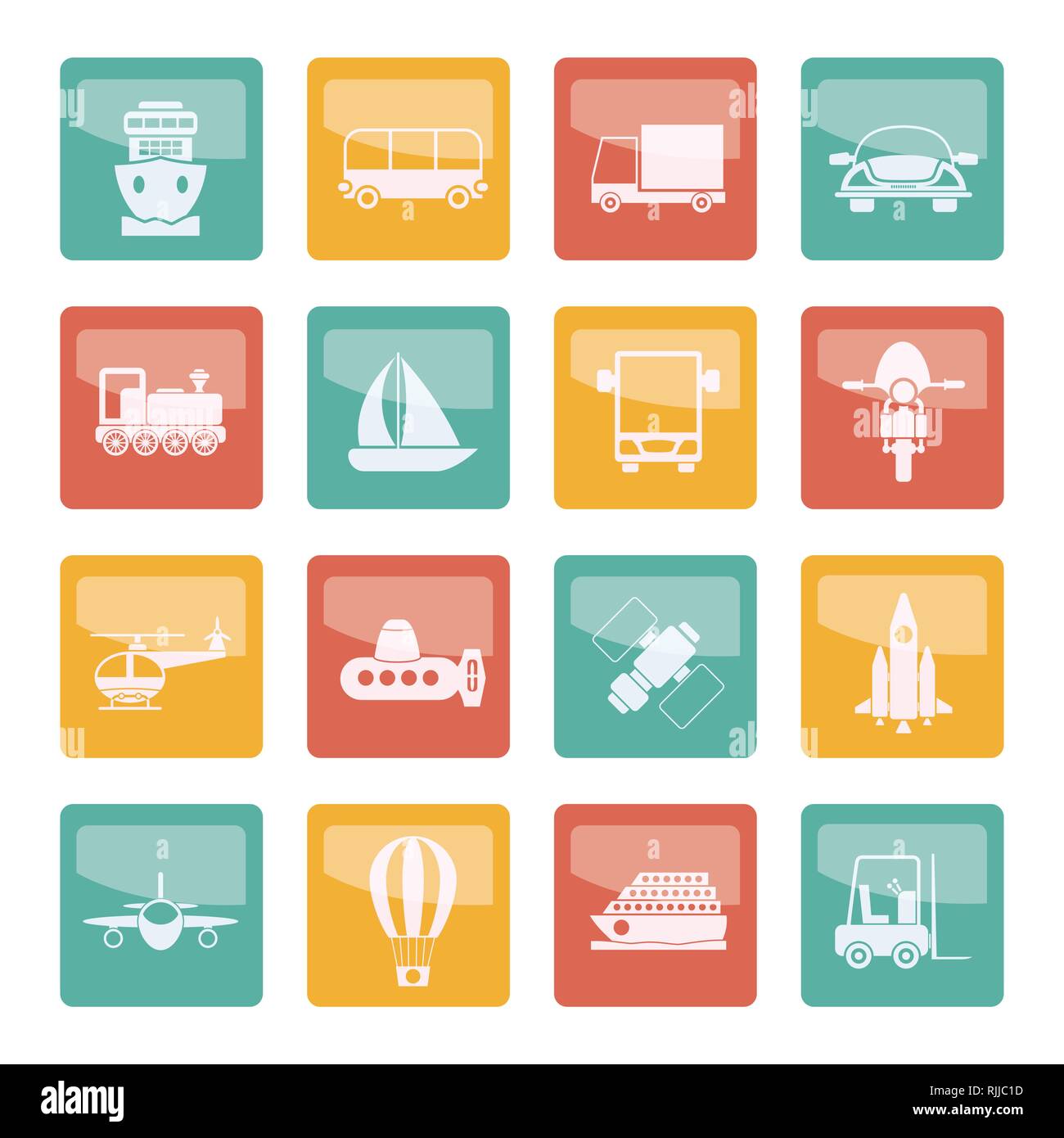 Transportation, travel and shipment icons over colored background ...