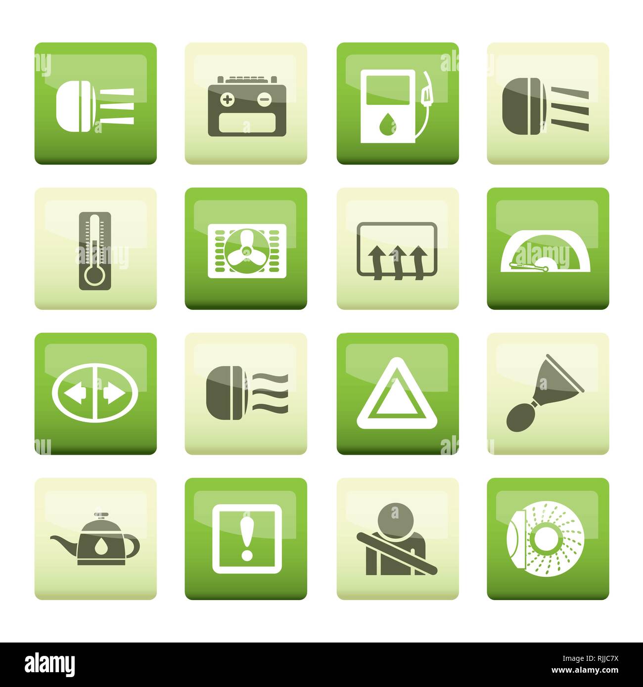 Car Dashboard icons over color background - realistic vector icons set ...