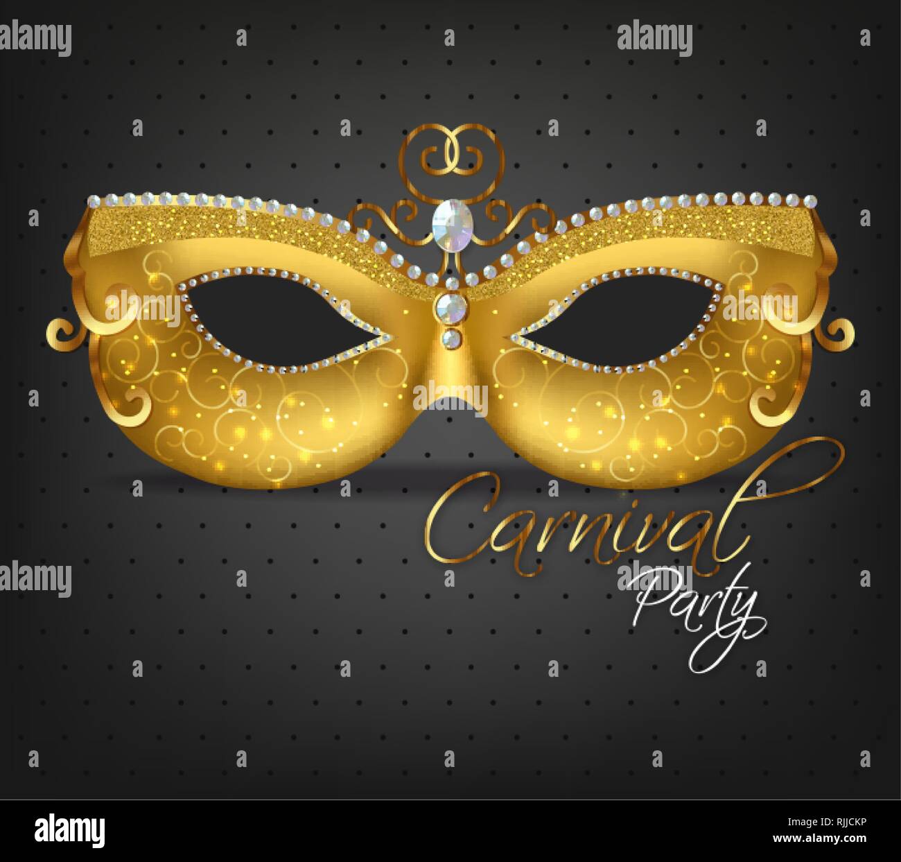 Golden ornamented mask Vector realistic. Stylish Masquerade Party ...