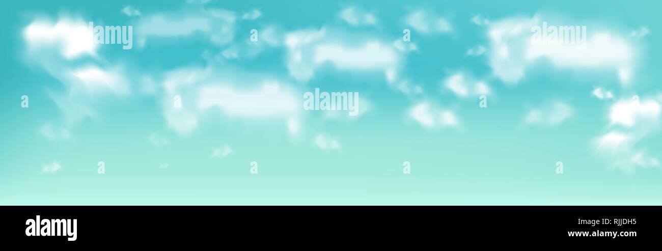 Blue sky with clouds Vector realistic. Beautiful banner template Stock ...