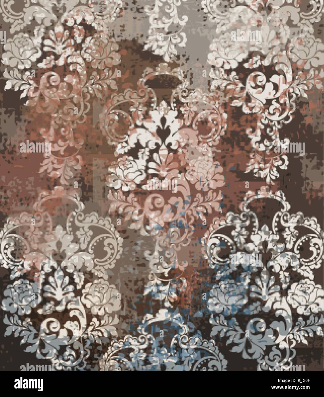Rococo texture pattern Vector. Floral ornament decoration old effect ...