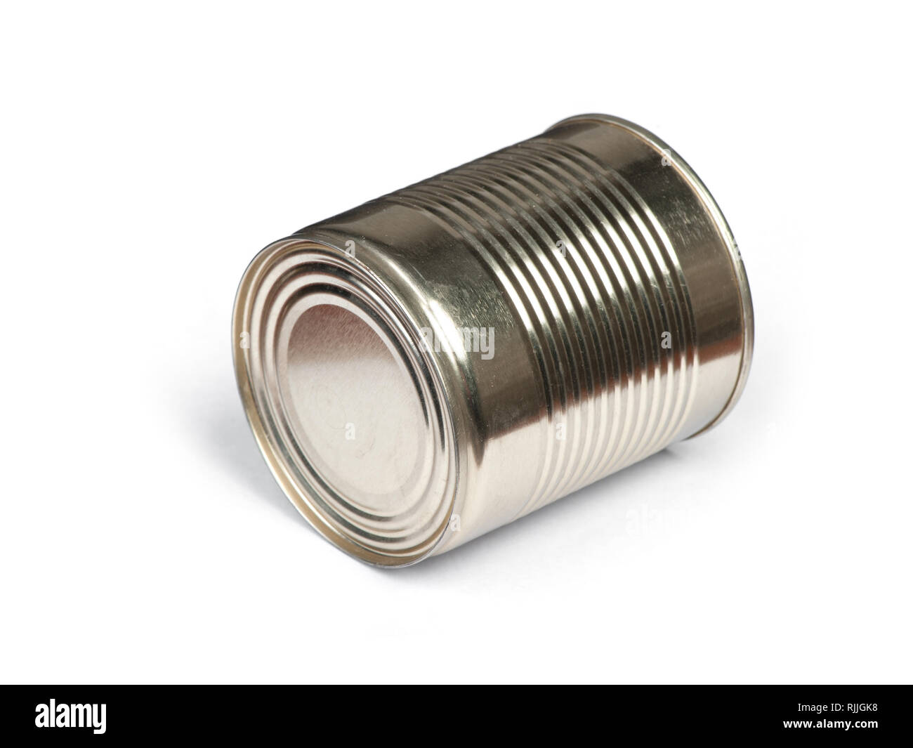 Blank tincan gilded metal Tin Can, canned Food. Isolated on white ...