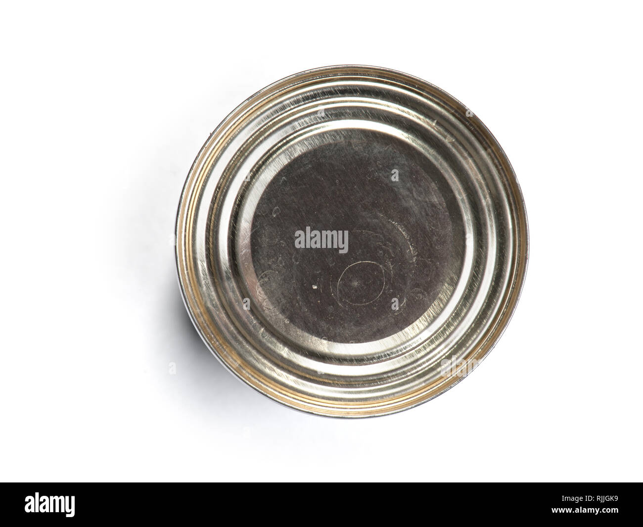 Blank tincan gilded metal Tin Can, canned Food. Isolated on white ...