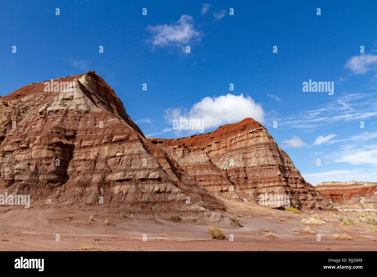General view of the Toadstool Hoodoos area, an area of toadstool shaped ...