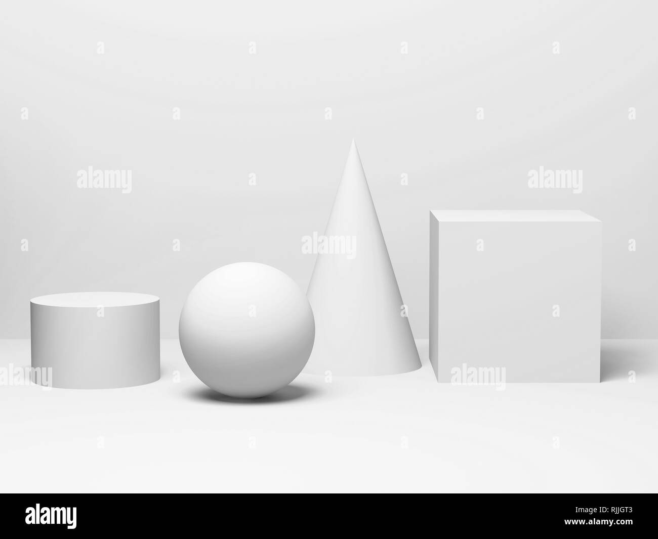 Abstract classical still life installation with white primitive ...