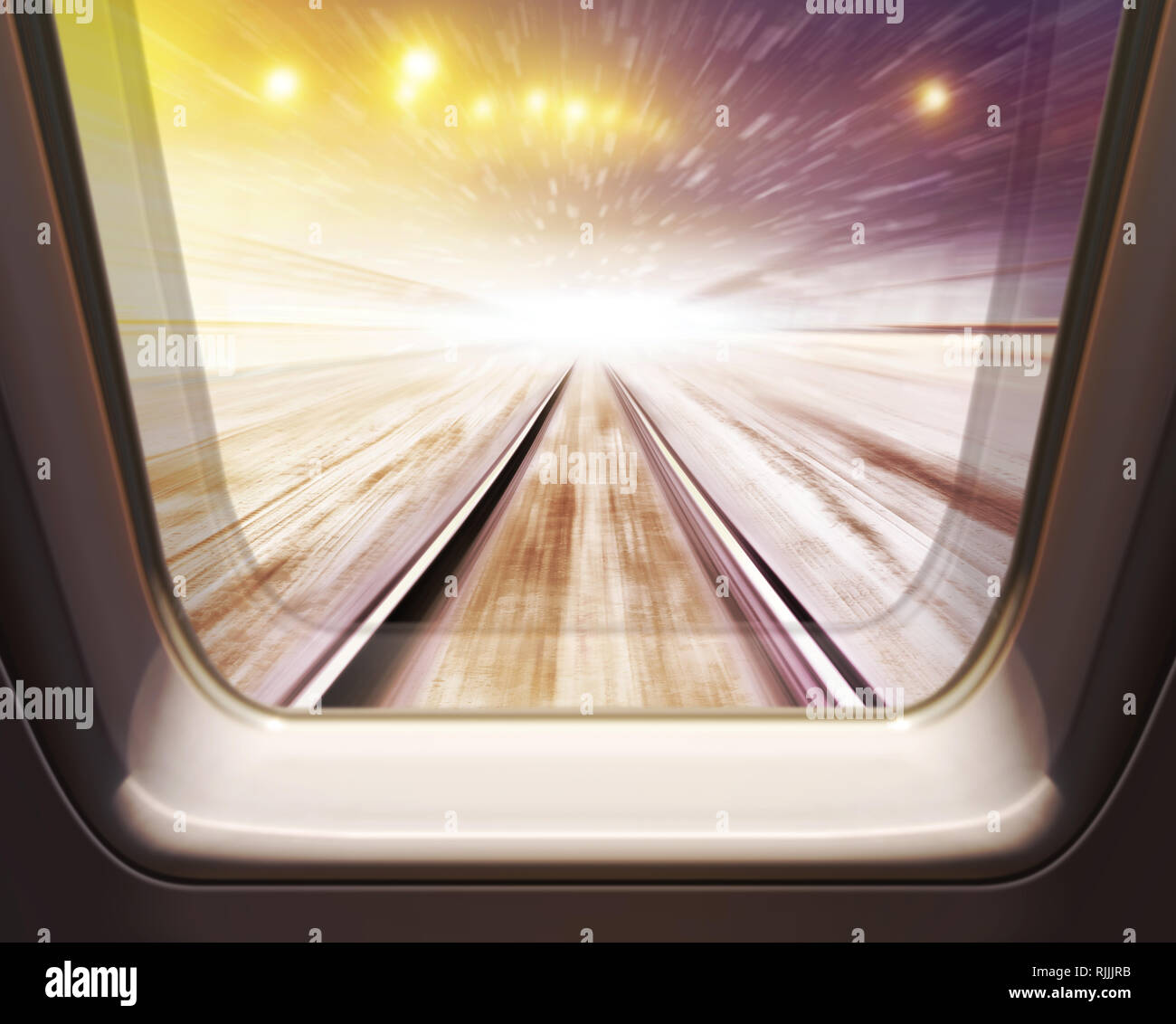 window of high speed train in winter- motion blur Stock Photo - Alamy