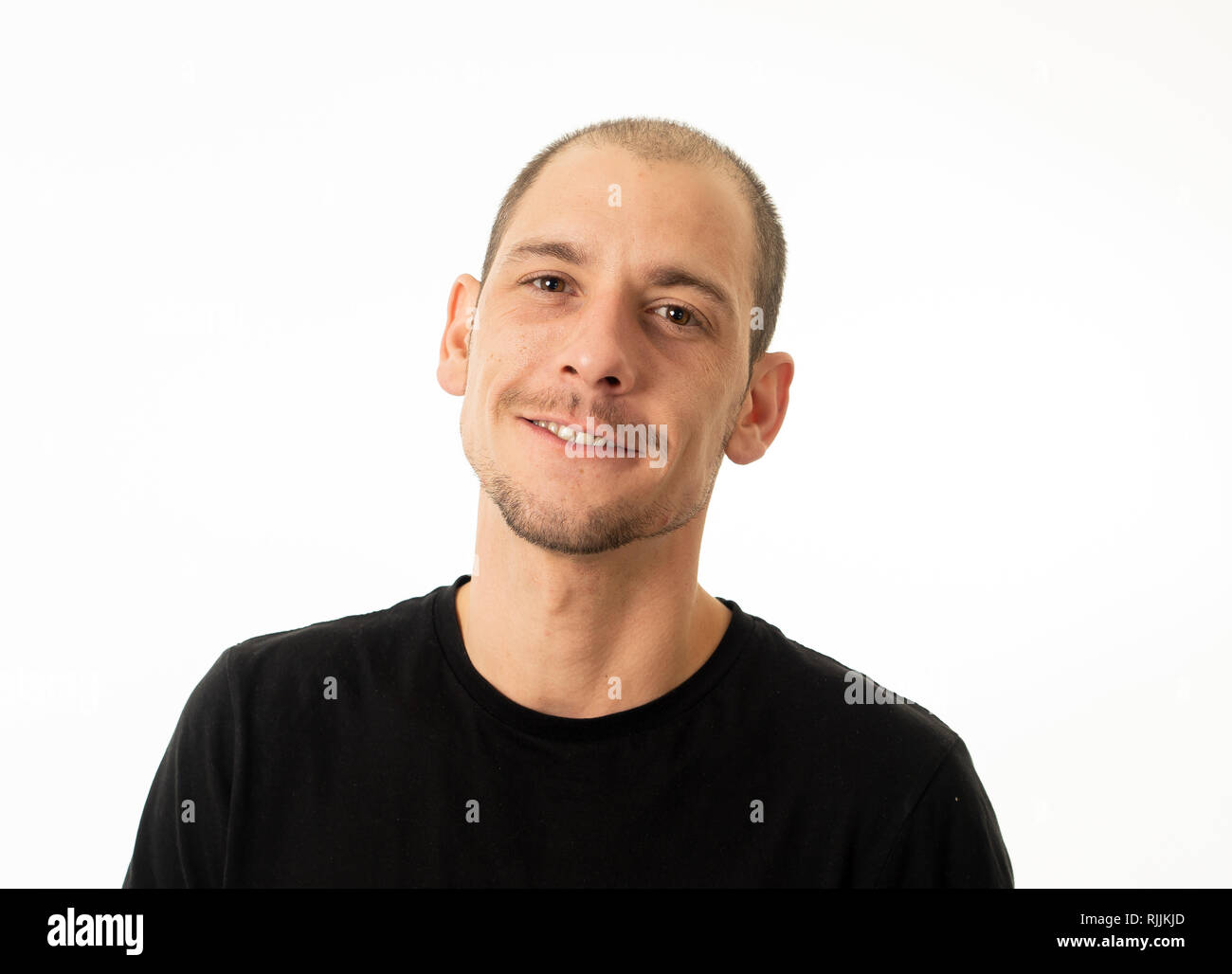 Human emotions and facial expressions. Close up of smiling and laughing ...