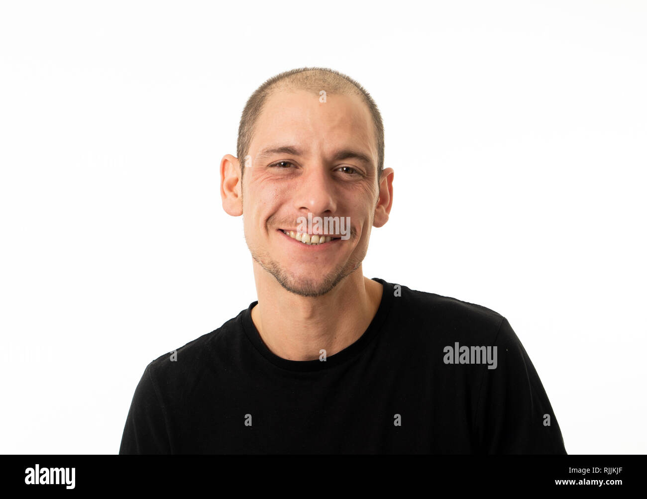 Human emotions and facial expressions. Close up of smiling and laughing ...