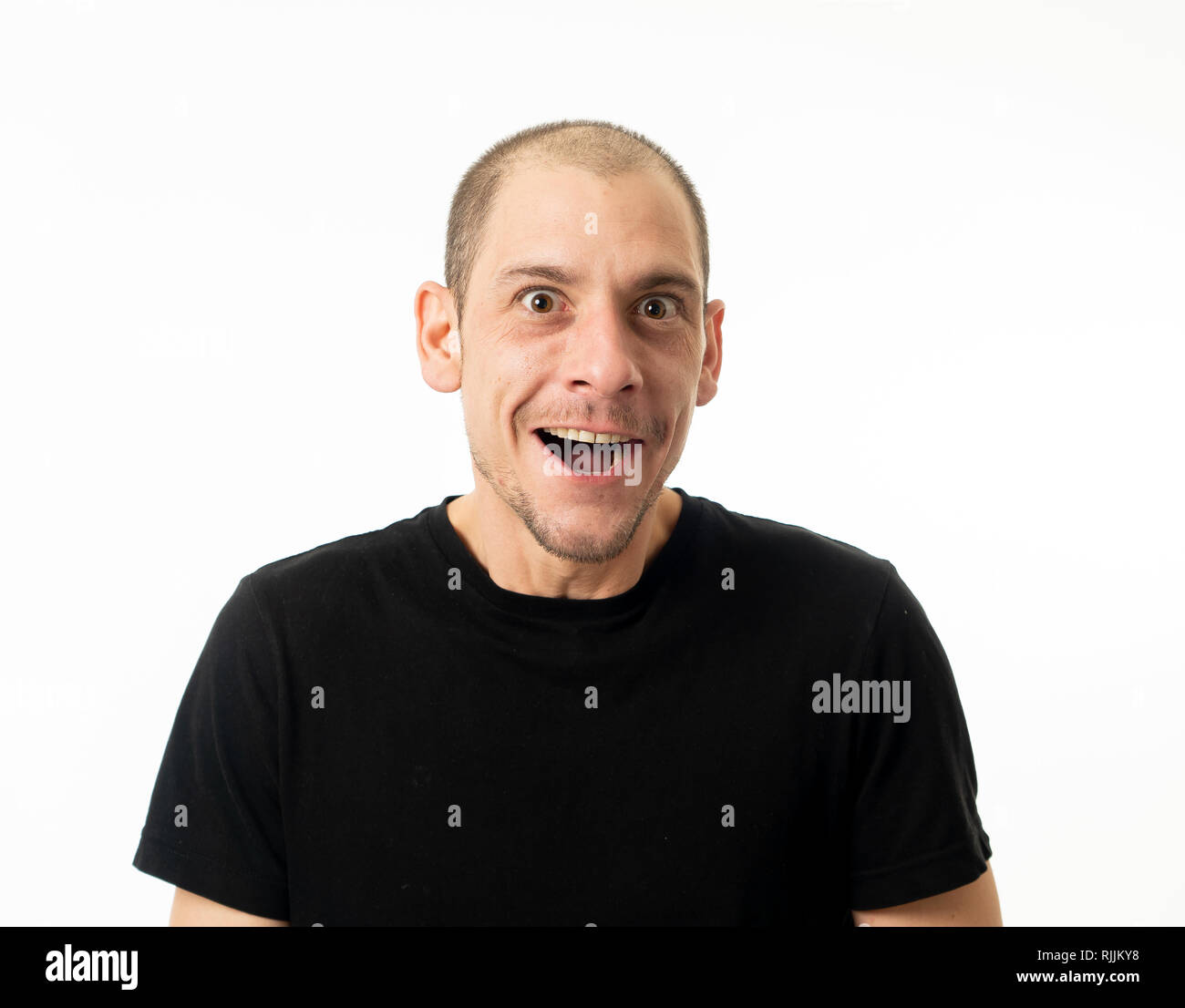 Happy face and facial expressions. Close up portrait of cheerful ...