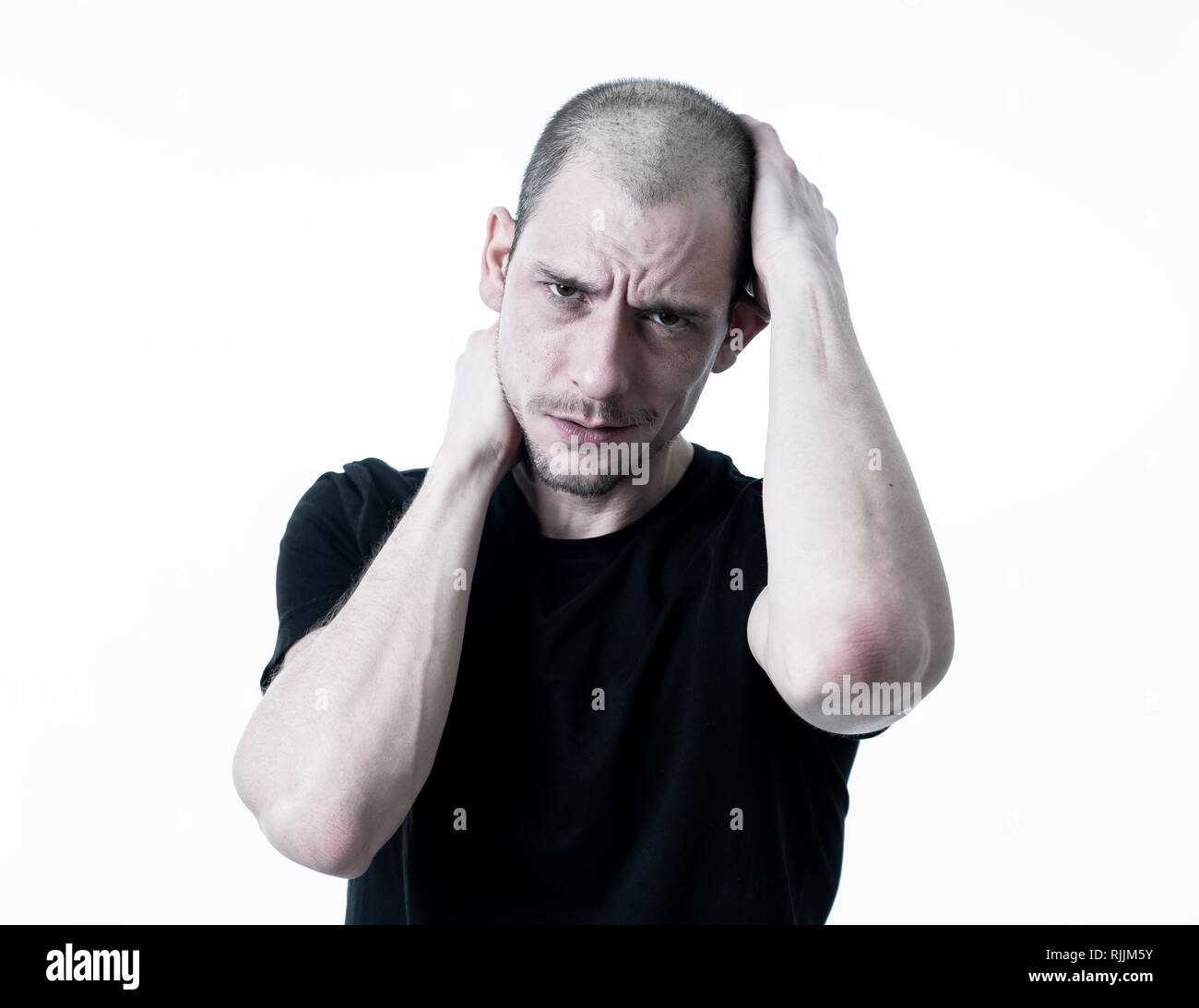 People portraits of human emotions and facial expressions. Young adult ...