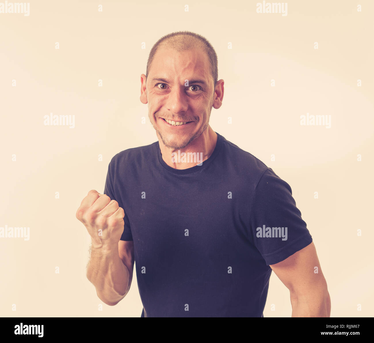 Happy face and facial expressions in people and human emotions. Half ...