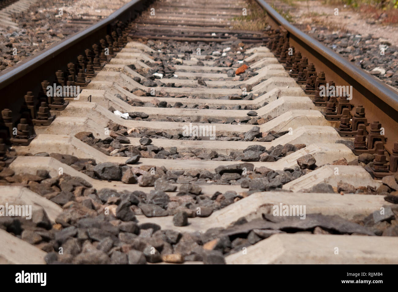 High resolution image cross ties. Fastening of a railway way Stock ...