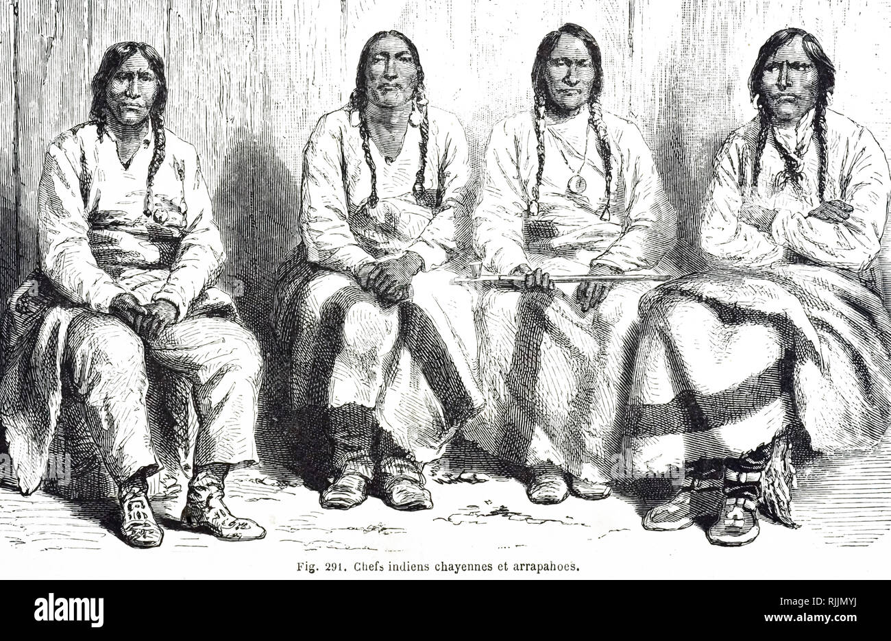 An engraving depicting Arapaho and Cheyenne Chiefs. Dated 19th century ...