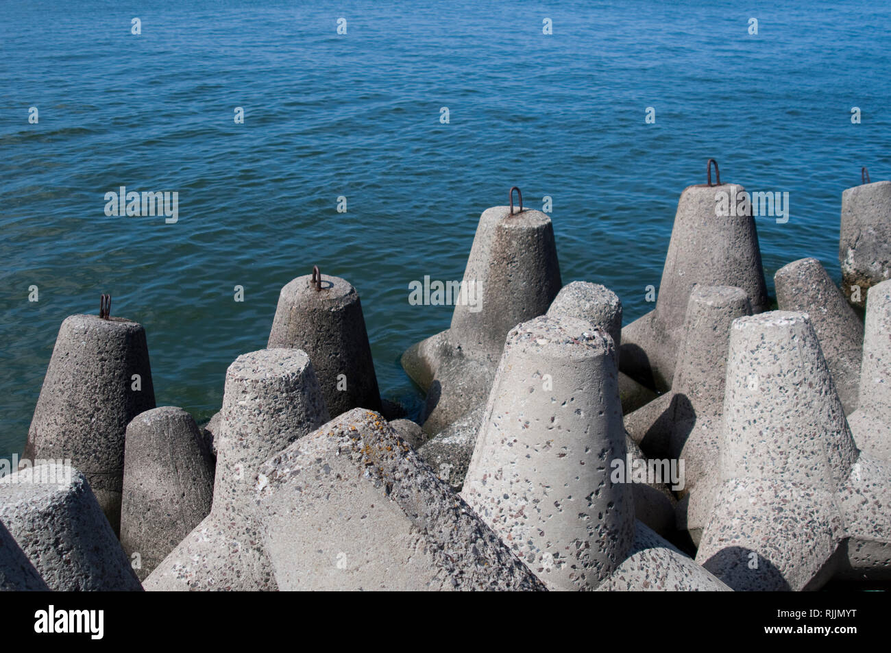 High resolution image. Wave absorber. Coast of Baltic sea Stock Photo ...