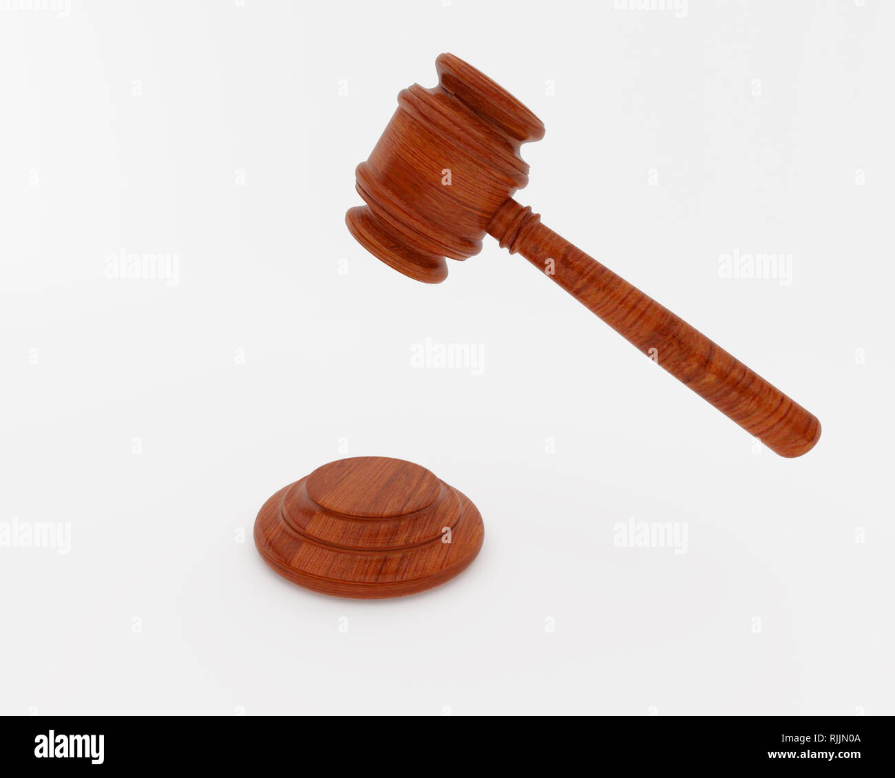 High resolution image judge hammer. 3d illustration over white ...