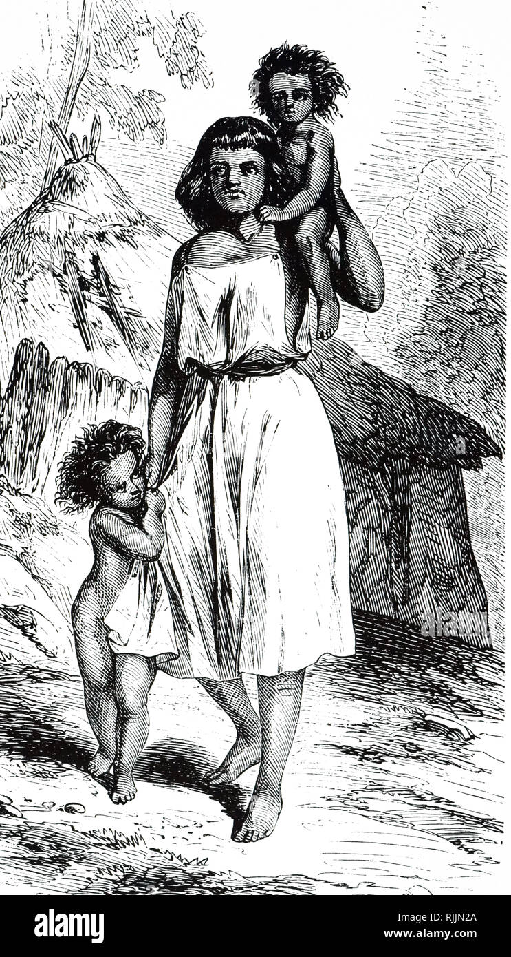 An engraving depicting Native Americans, California. Dated 19th century ...