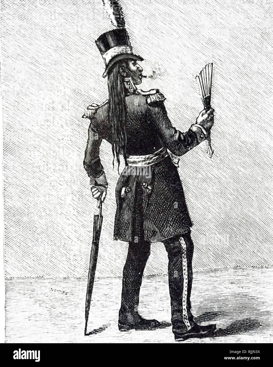 An engraving depicting Wi-Jun-Jon, an Assiniboin Chief, on his return ...