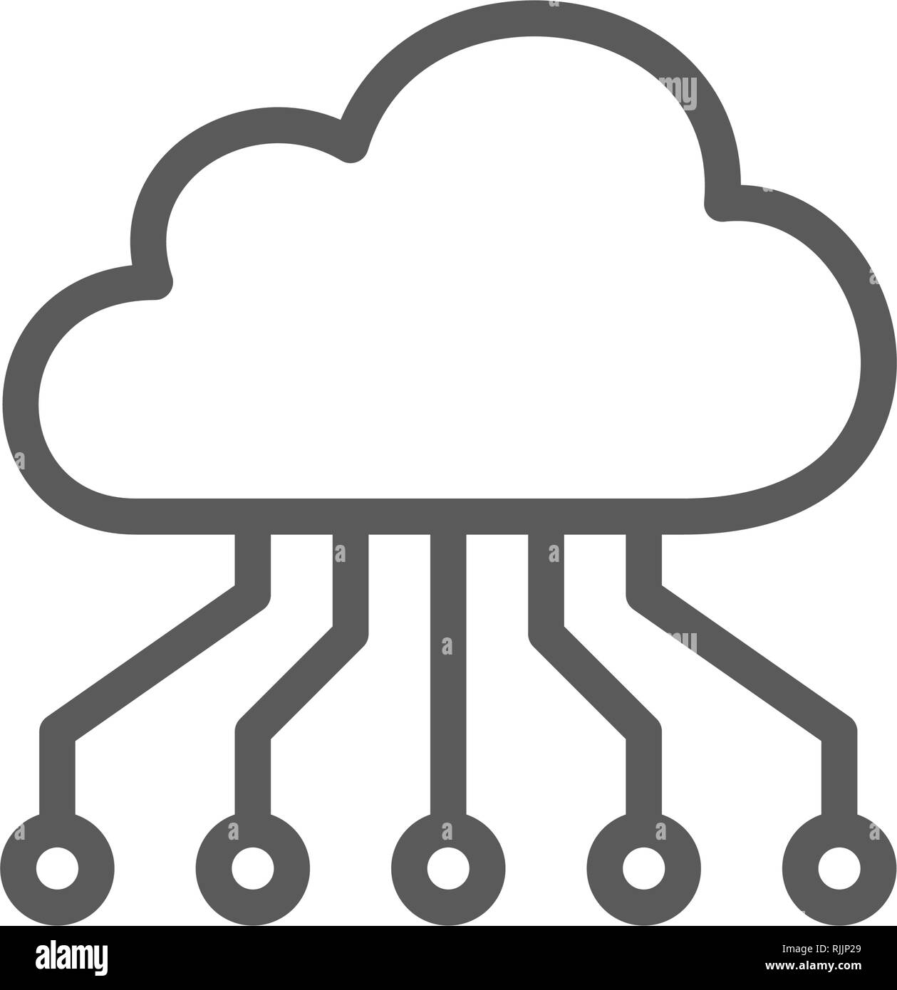 Cloud with closed contacts, blockchain line icon Stock Vector Image ...