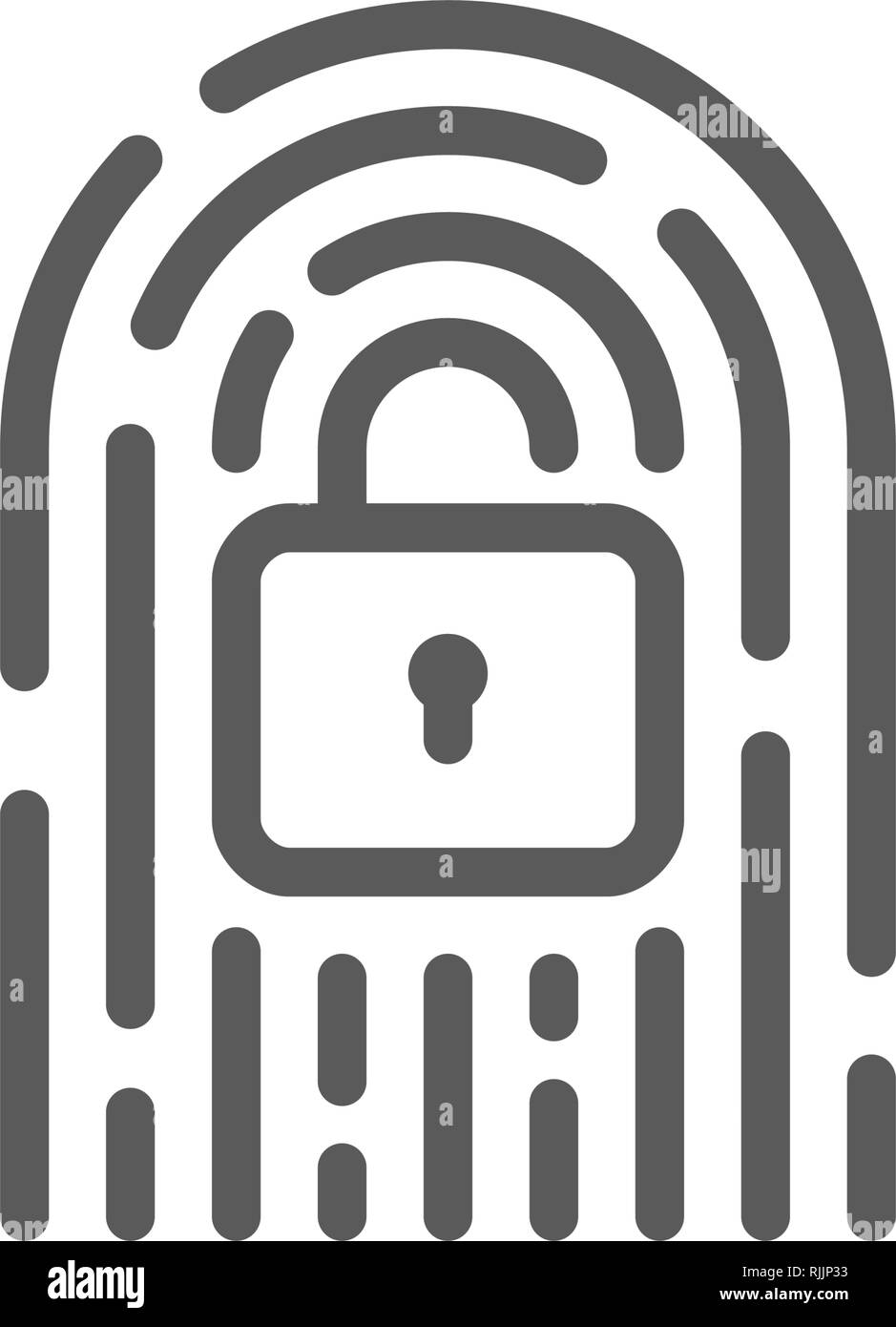 Fingerprint with lock, cryptocurrency, digital key line icon Stock ...