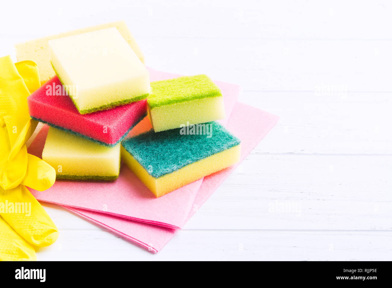 Kitchen or house tools for cleaning and sanitation, sanitary concept on ...