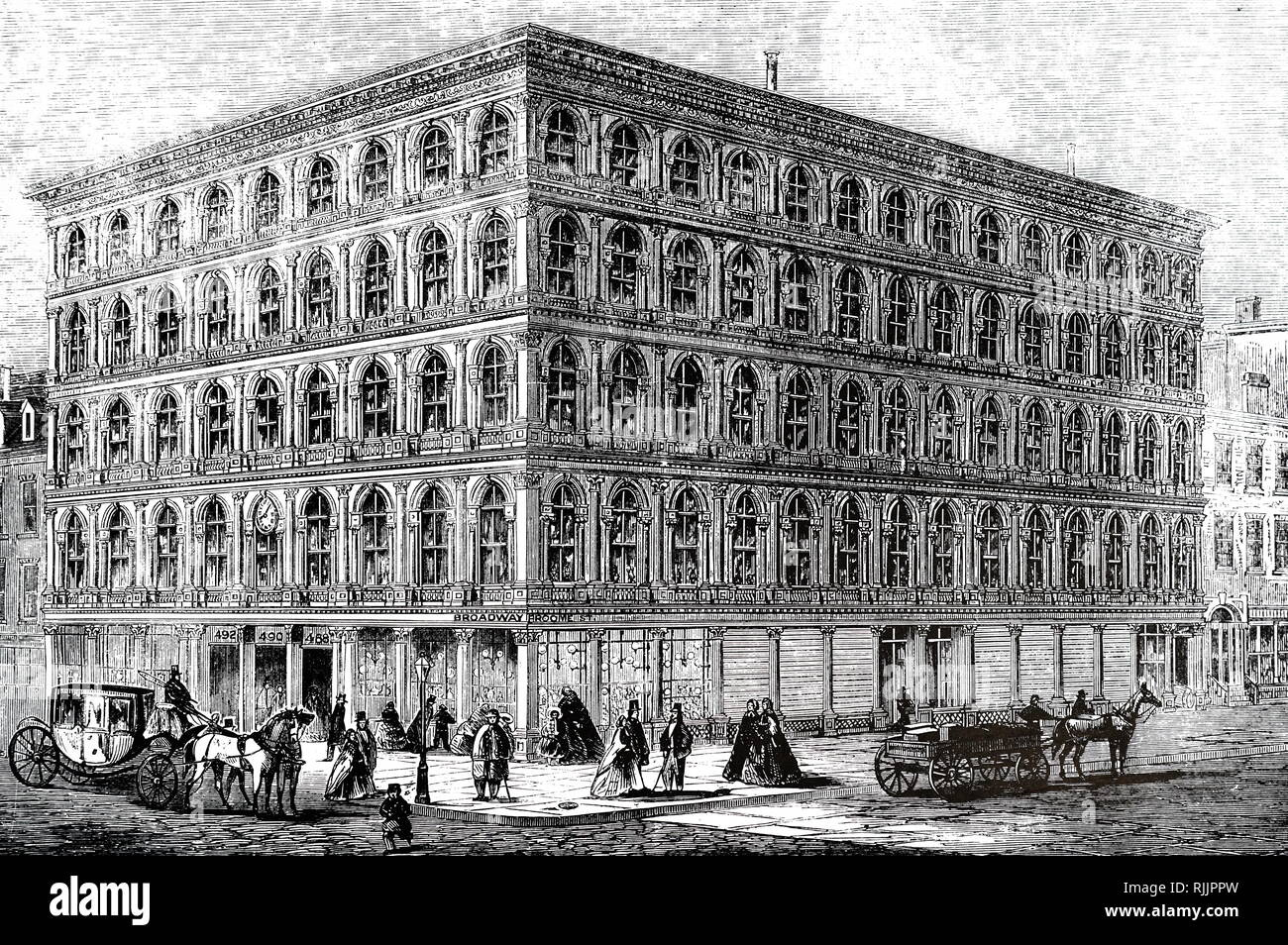 An engraving depicting E. V. Haughwout and Co's Store, Broadway, New ...